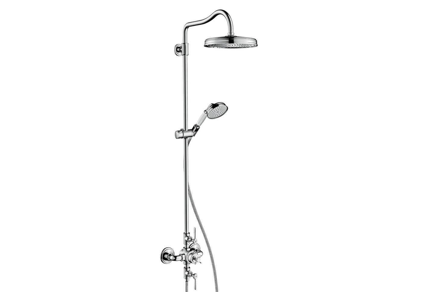 AXOR Montreux Showerpipe with thermostatic mixer and overhead shower ...