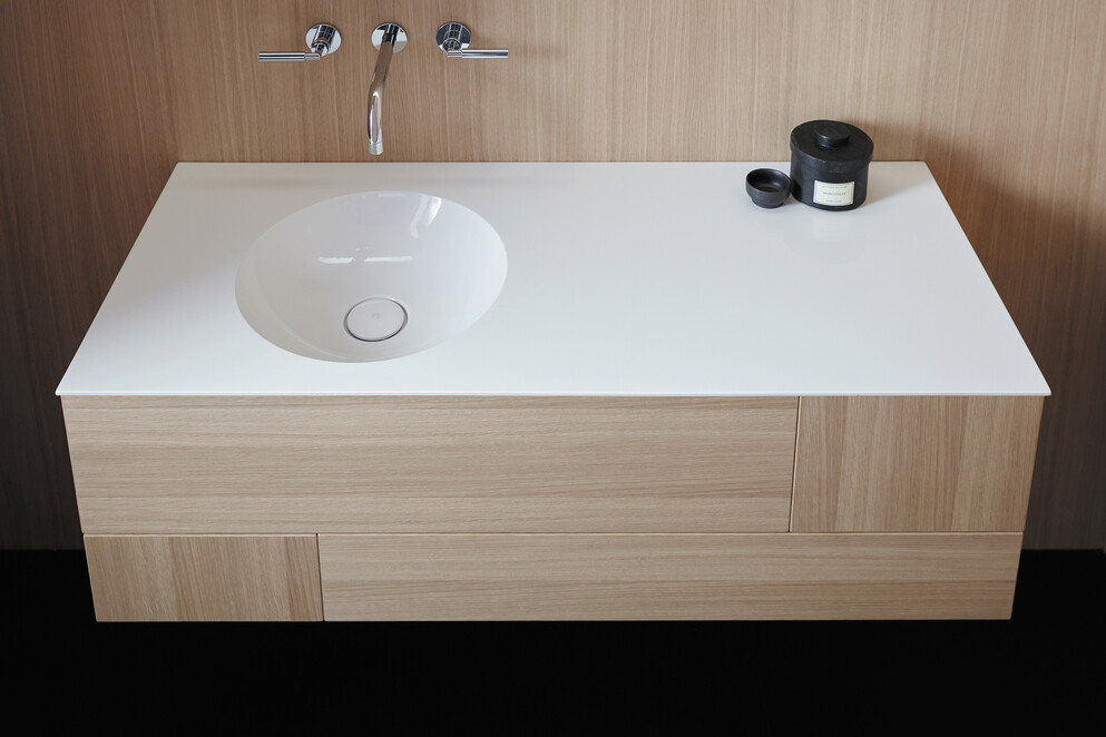 Coco mineral cast washbasin incl. vanity unit by burgbad | STYLEPARK