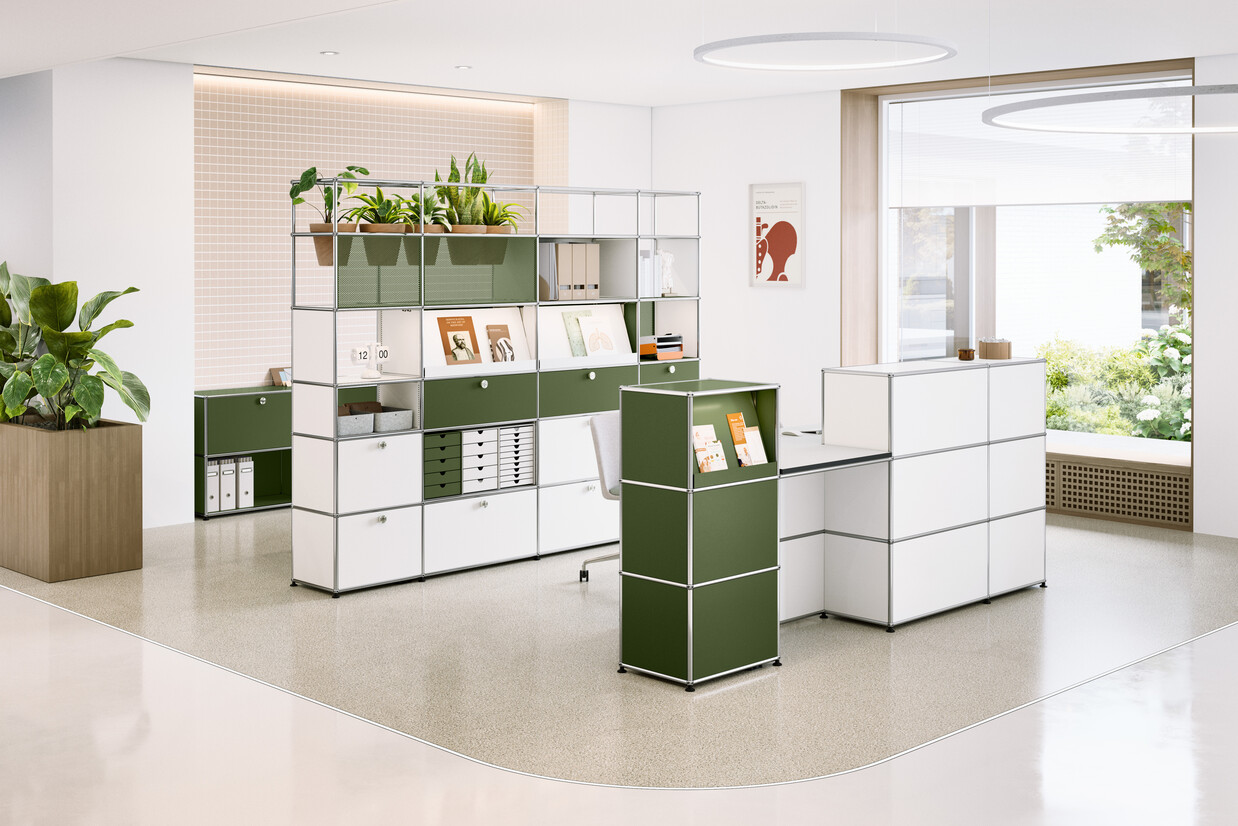 USM Haller Reception Desk | Olive Green by USM | STYLEPARK