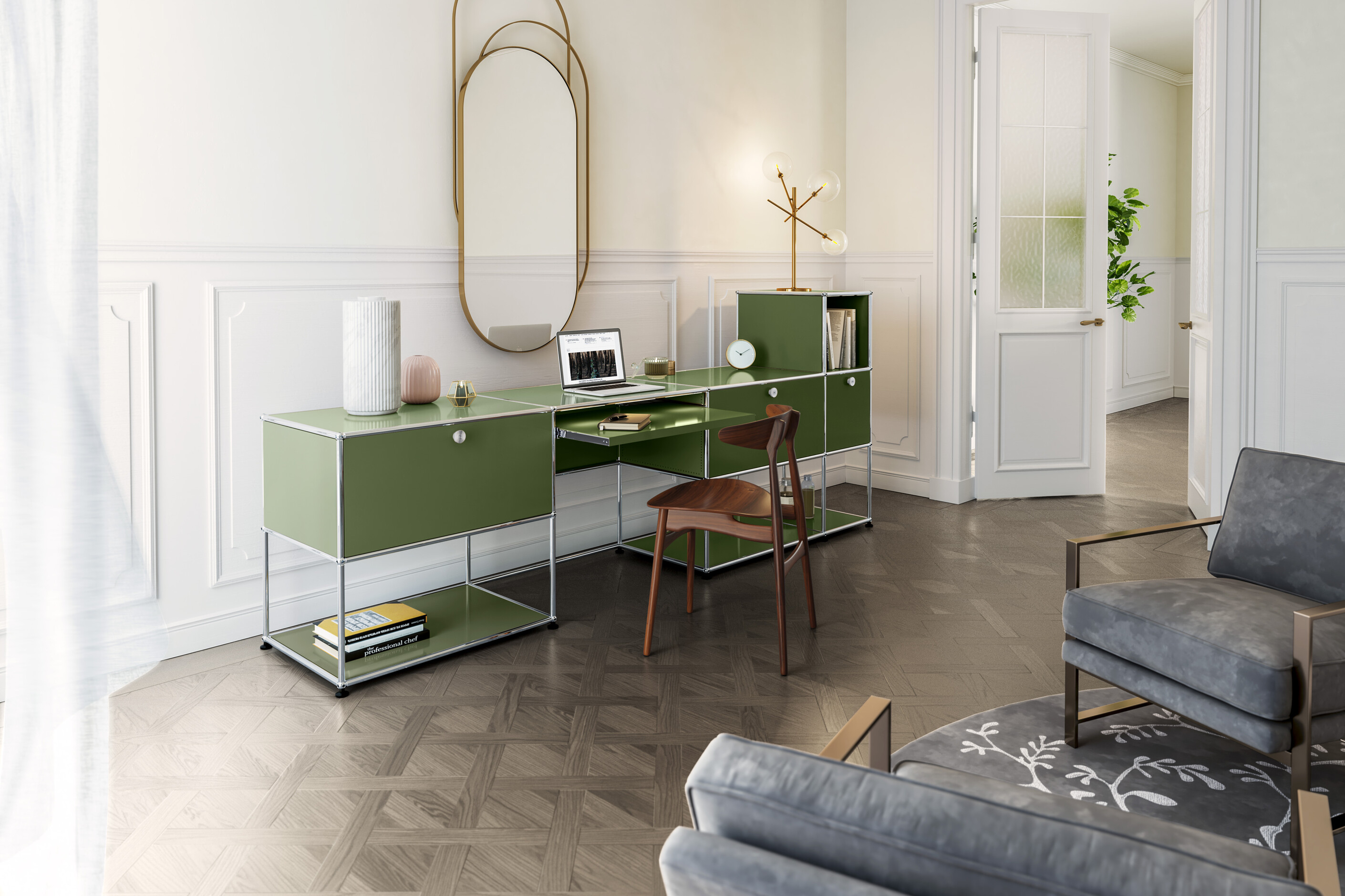USM Haller Desk | Olive Green by USM | STYLEPARK